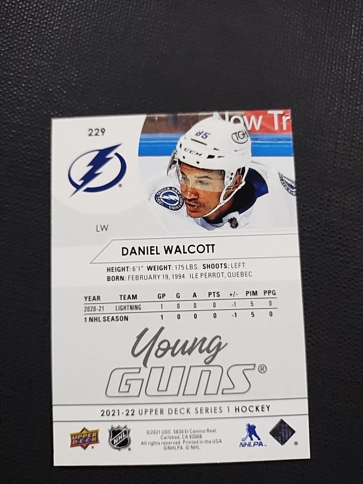 2021-22 Upper Deck Series 1 Young Guns #229 Daniel Walcott Tampa Bay ...