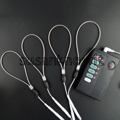 Shock Control Estim Massage Set with Steel Wire Loop Plugs Rings pads ...