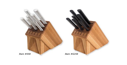 Rada Oak Block Set S58 Kitchen +6 Steak Knives Silver USA made Parings ...