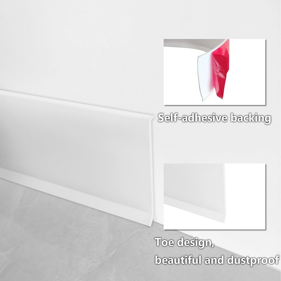 Flexible Baseboard Molding Trim 4Inch x 10Feet White Vinyl Wall Base ...