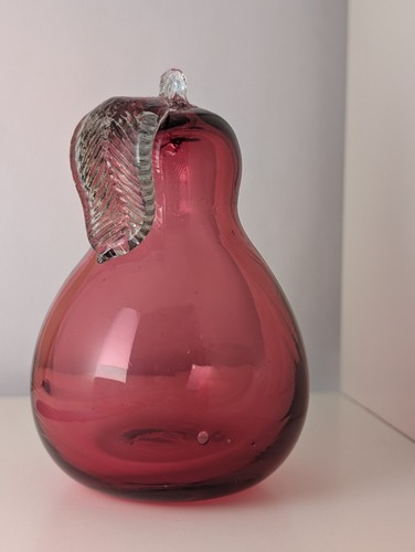 Vintage Cranberry Glass Rossi Artistic Glass Pear Paperweight 5” Hand ...