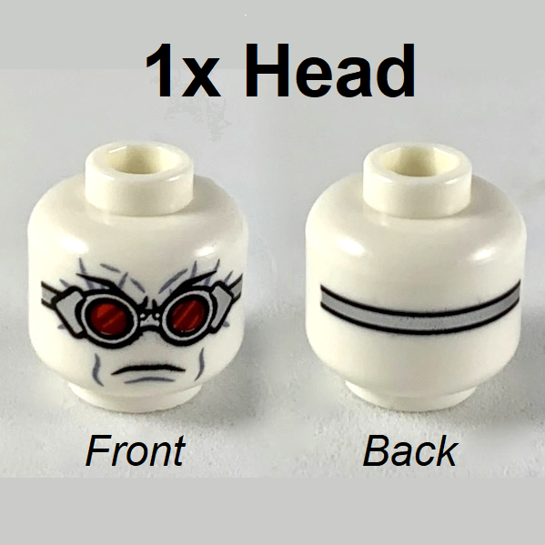 LEGO PART - Minifigure Head Silver Goggles with Red Lenses, Frown ...