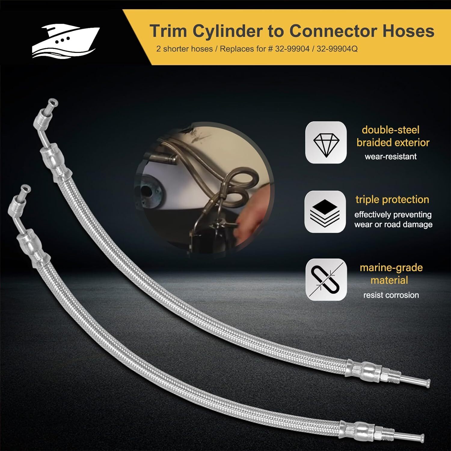 Trim Tilt Hydraulic Ram Cylinder Hose Kit for Mercruiser Alpha 1 2 ...