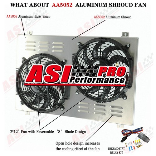 Aluminum Radiator Fan+Shroud For Chevy Corvette C3 350 305 5.0,5.7L V8 ...