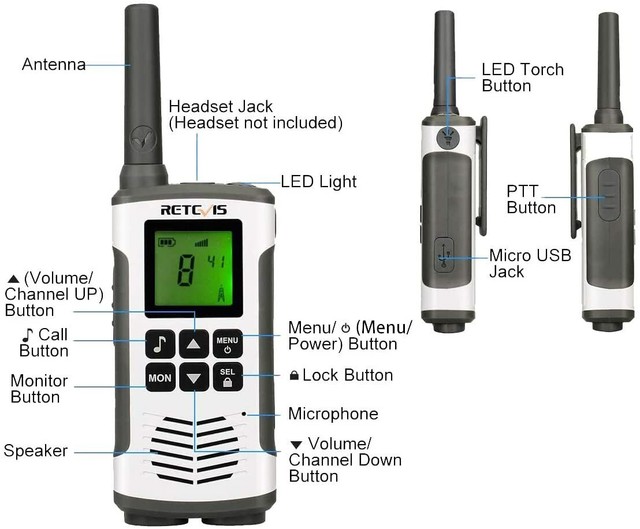 Retevis Rt45 FRS Walkie Talkie Long Range Two Way Radio NOAA Dual Watch ...