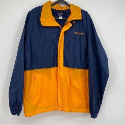 Speedo men’s windbreaker light jacket blue gold XL | eBay