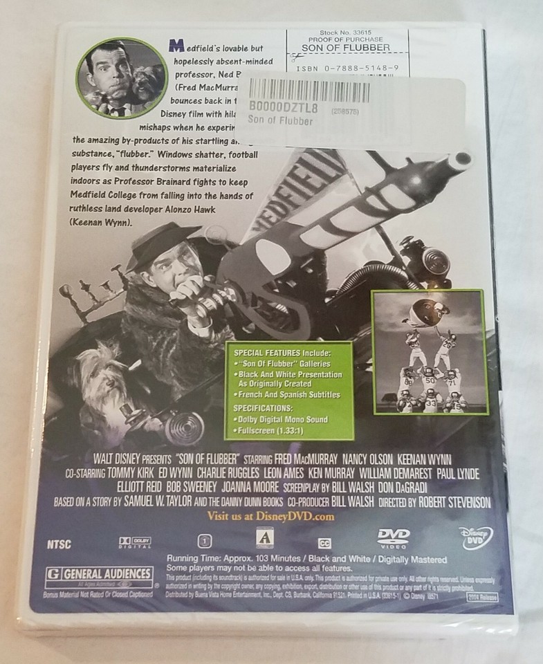 Son of Flubber (DVD, 2004) Walt Disney Movie - Fred MacMurray ...