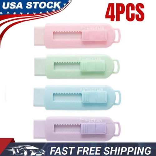 4 Pack Staedtler Sliding retractable pencil eraser with plastic sleeve ...