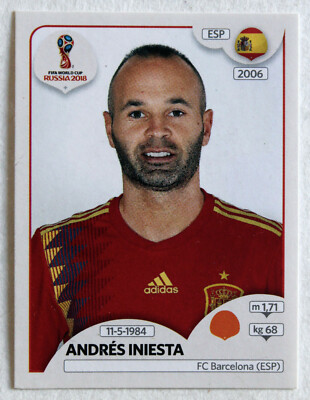 Panini Soccer Sticker Card Andres Iniesta # 134 World Cup Russia 2018 ...