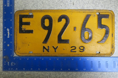 New York NY License Plate Tag 1929 29 E92-65 9265 (AYCF) | eBay