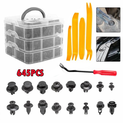 645Pcs Plastic Fender Rivets Fastener Bumper Push Clips Pin With ...