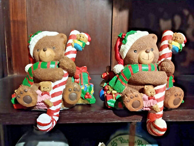 Set of 2 Teddy Bear Christmas Stocking Hangers ~ 5 1/4" tall x 5" wide ...