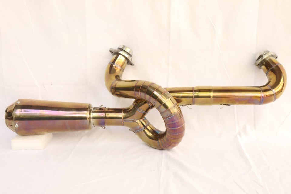 Full Exhaust System 2 into 1 Fits Harley Davidson Sportster 1200XL Gold ...