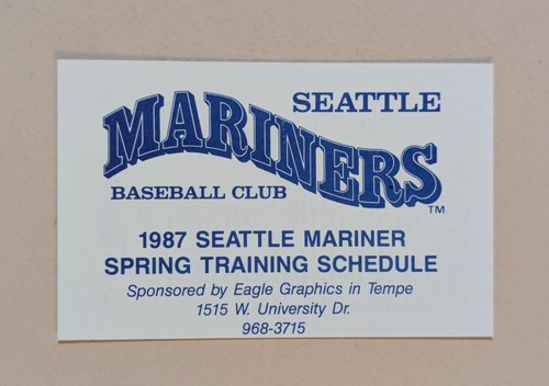 1987 Seattle Mariners Spring Training Baseball Pocket Schedule Card MLB ...