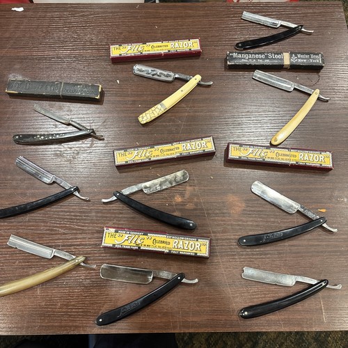 Lot of 10 antique straight razors Flic | eBay