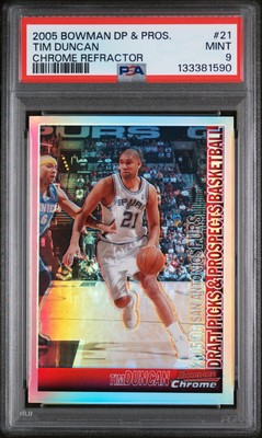 2005 Bowman DP & Prospects Tim Duncan #21 Chrome Refractor #103/300 PSA ...