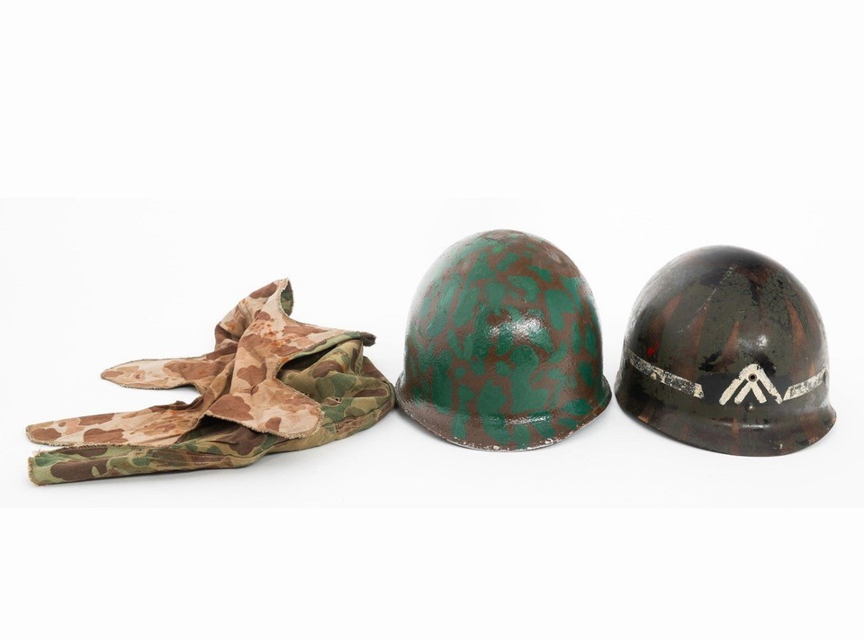 KOREAN WAR USMC M1 COMBAT HELMET FIXED BALE FRONT SEAMED DIAMOND EGA ...