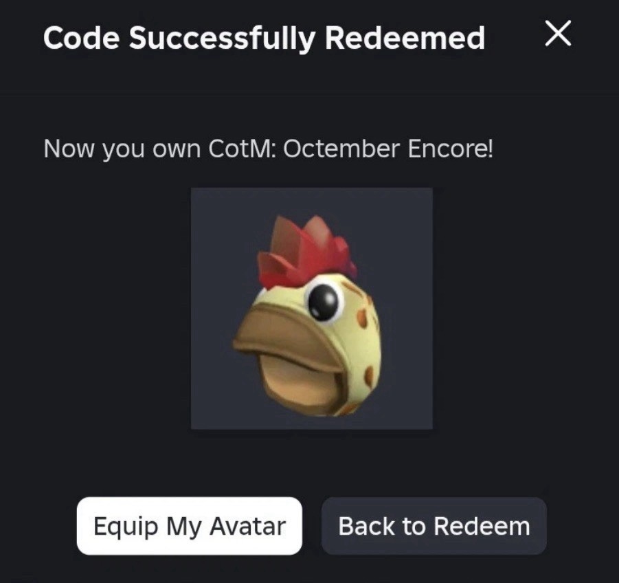 Robl0x | CotM Octember Encore Chicken Head Hat Series 1 - RARE Toy Code ...
