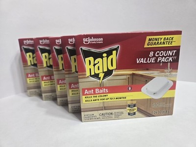 5 PACKS RAID Ant Baits III Pest Control Traps Child Resistant 8 per box ...