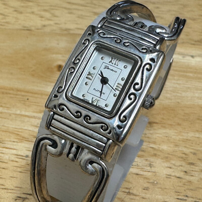Geneva Quartz Watch Women Silver Rectangle Japan Movt Cuff Bangle New ...
