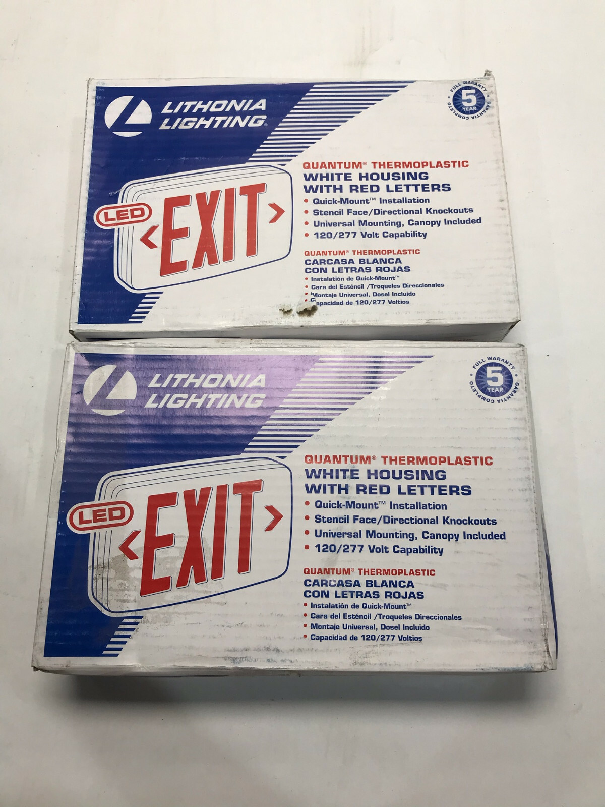 Lithonia Lighting LED White Exit Sign (lot of 2) LQM S W 3 R 120/277 M6 ...