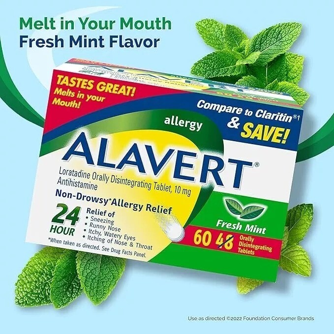 Alavert Allergy 24 Hour Relief, Fresh Mint Flavor, Orally ...