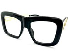 Oversized Retro Lensless Eye Glasses Large Funky Black & Gold Frame ...