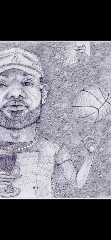 LeBron James Drawing, Pen On Paper 10x13 Unframed And Signed | eBay
