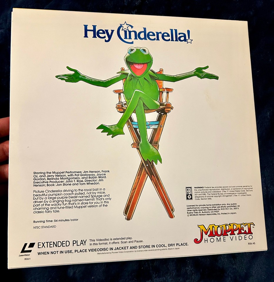Muppet Home Video Hey Cinderella! Laserdisc Jim Henson Muppets Kermit ...