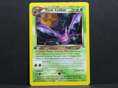 Dark Crobat 2/105 - 1st Edition Neo Destiny Pokemon Card (Light Played ...