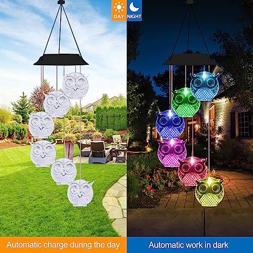 Solar Wind Chimes Solar Owl Wind Chimes For Outside Color Changing ...