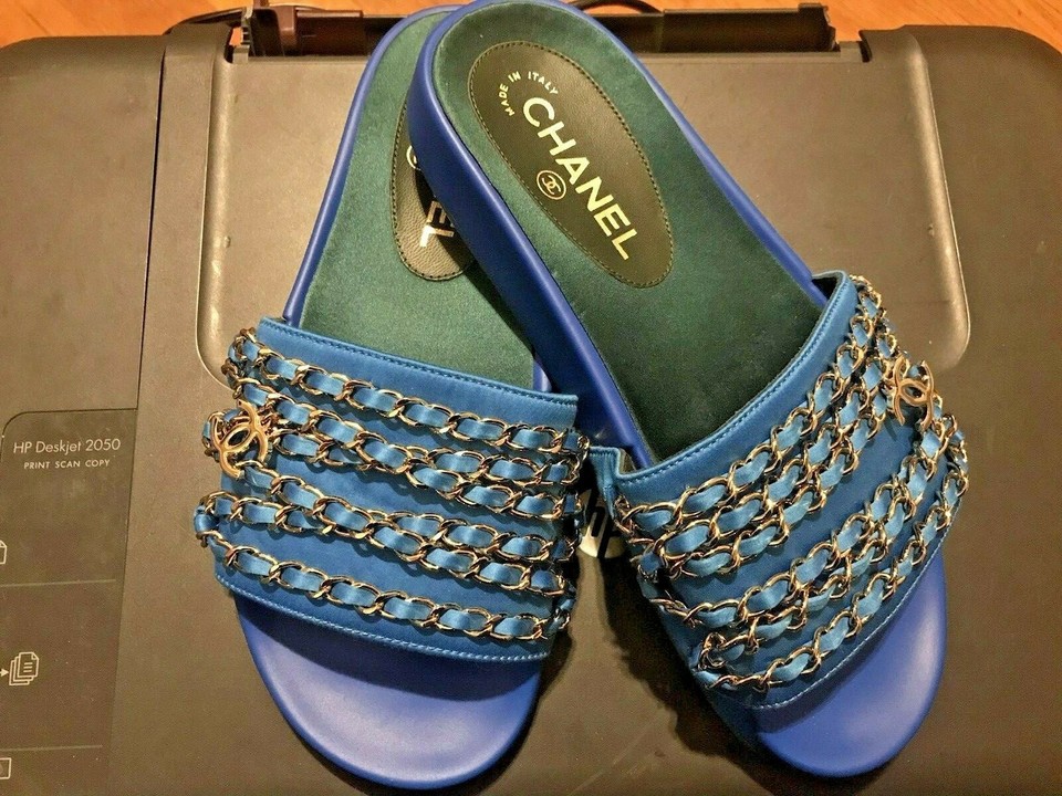 NEW Chanel Mules Slides with Gold Chain, SOLD OUT in stores | eBay
