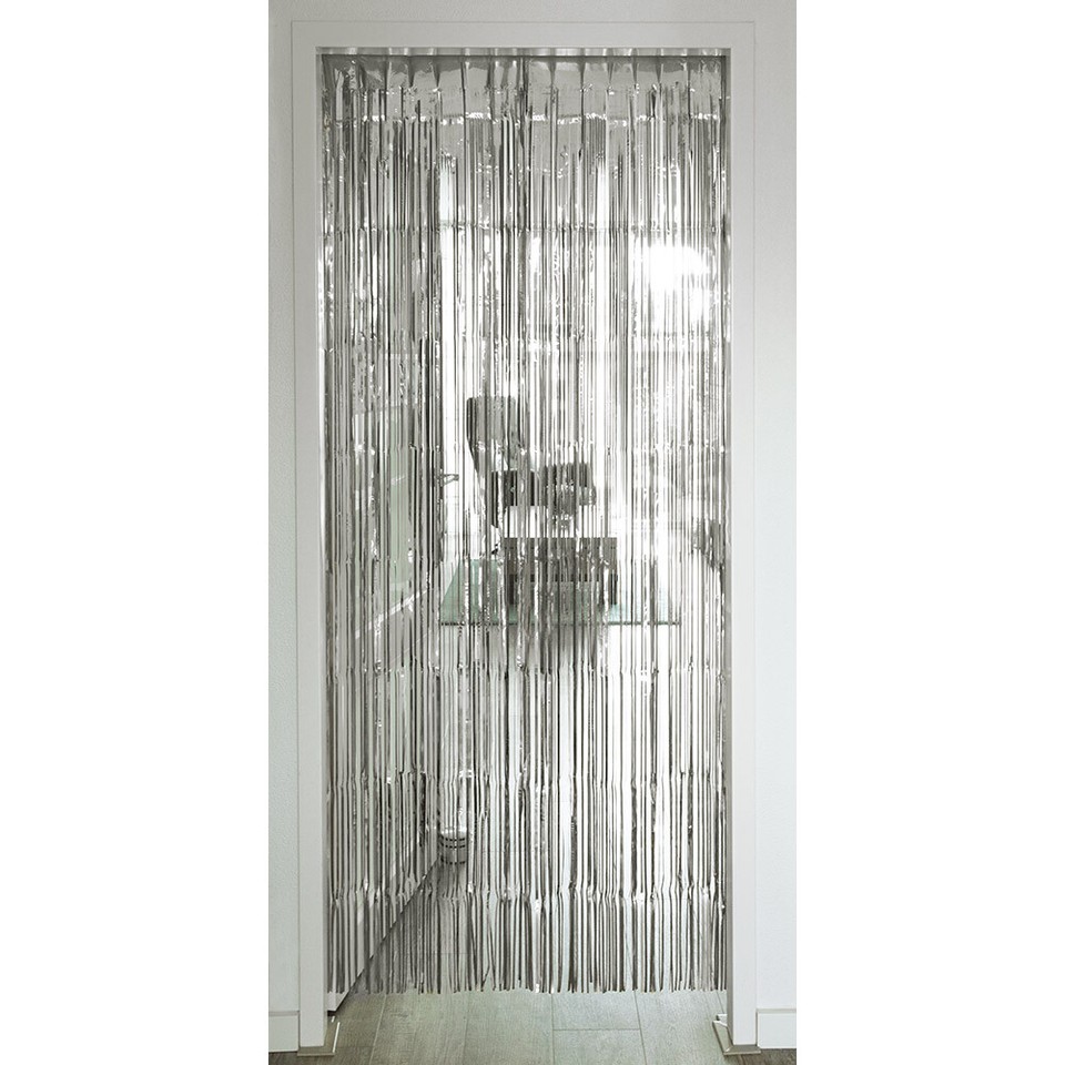 Metallic Silver Foil Door / Stage Curtain Backdrop Decoration - 2M x 1M ...