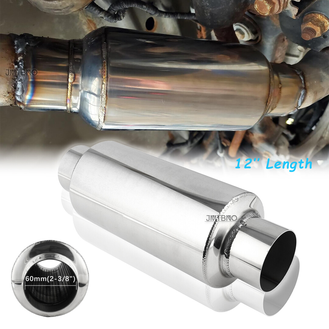 2.5" Inlet/Outlet Exhaust Muffler Resonator Deep Tone Stainless Steel ...