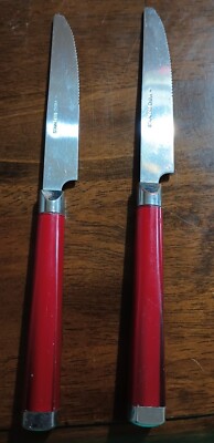 Two Food Network CAROUSEL RED Acrylic Stainless DINNER KNIVES 🔪🔪 | eBay