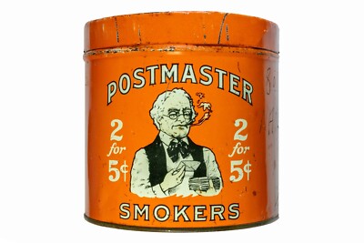 Rare 1920s “Postmaster" litho 50 cigar humidor tin in fair condition | eBay