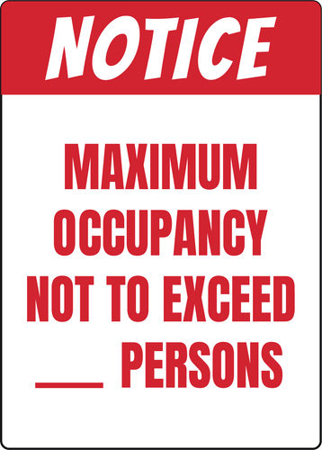 MAXIMUM OCCUPANCY NOT TO EXCEED X PERSONS| Laminated Vinyl Decal ...