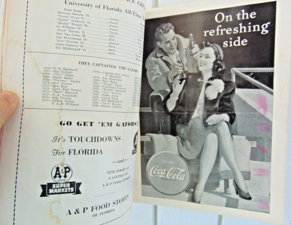 RARE 1942 GAINESVILLE FLA Football Program - RANDOPH MACON vs FLORIDA ...