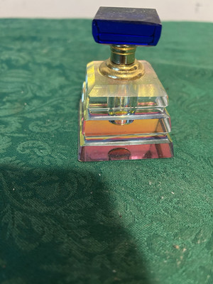 Vintage Prism Glass Perfume Bottle Square Geometric Design Rainbow ...