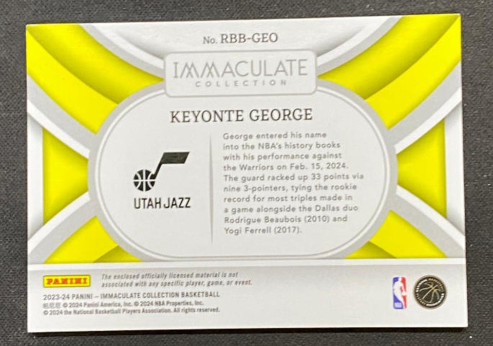 Keyonte George 2023-24 Panini Immaculate Collection Basketball Patch 03 ...