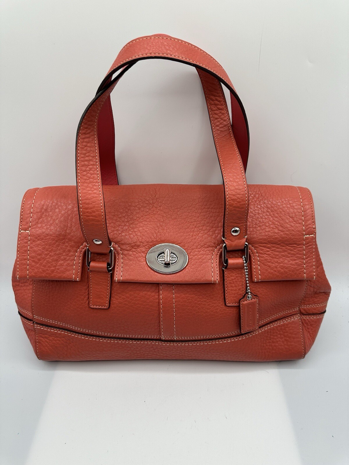 Coach Hamilton Dark Coral Pebbled Leather Satchel Tot… - Gem