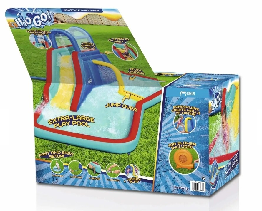 Bestway H2OGO Waterfall Waves Mega Water Park Inflatable Slide & Pool ...