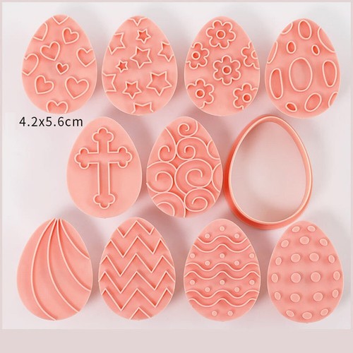Easter Egg Cookie Embosser Mould 10pcs Cake Decorating Embossing Tools ...