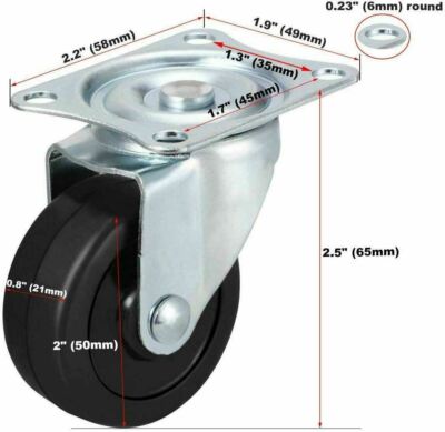 24 pcs swivel caster wheels 2" rubber base with top plate & bearing ...