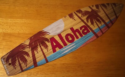 ALOHA RETRO VINTAGE STYLE Palm Tree LUAU Tiki Bar Beach Surfboard Home ...