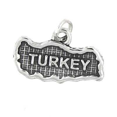 Sterling Silver Turkey Country Map Travel Charm or Pendant | eBay