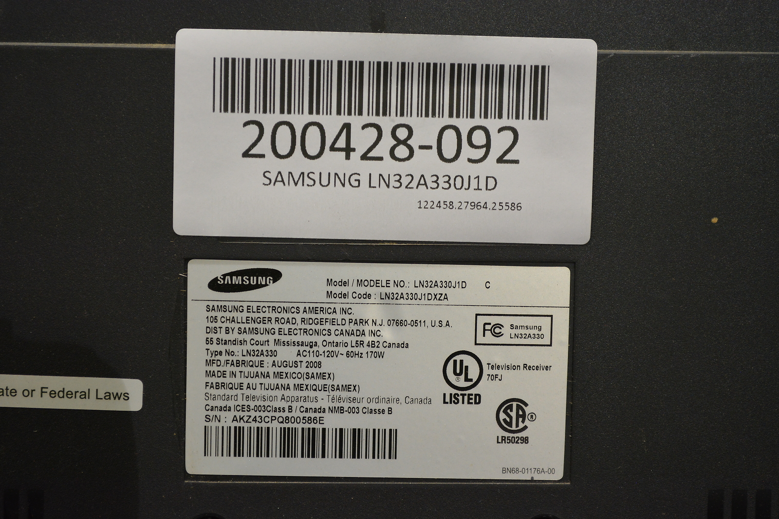 SAMSUNG LN32A330J1D POWER BOARD BN44-00191B | eBay