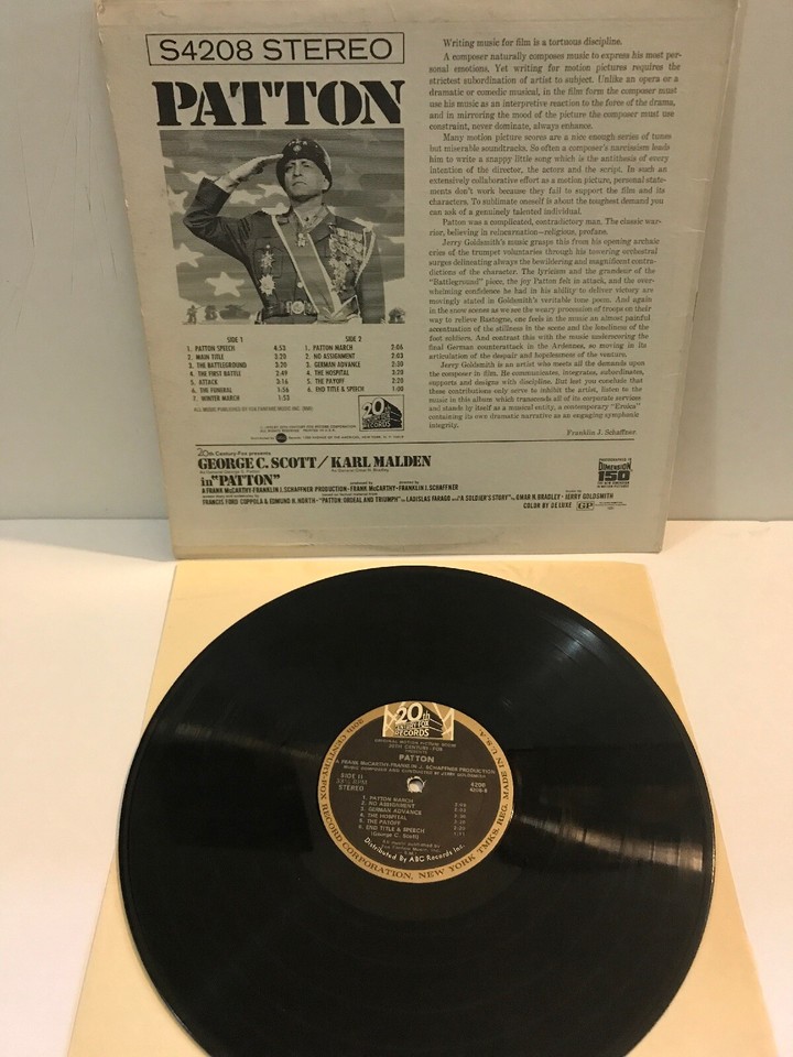 Patton Soundtrack Vinyl LP, 20th Century Fox Records 1970 | eBay
