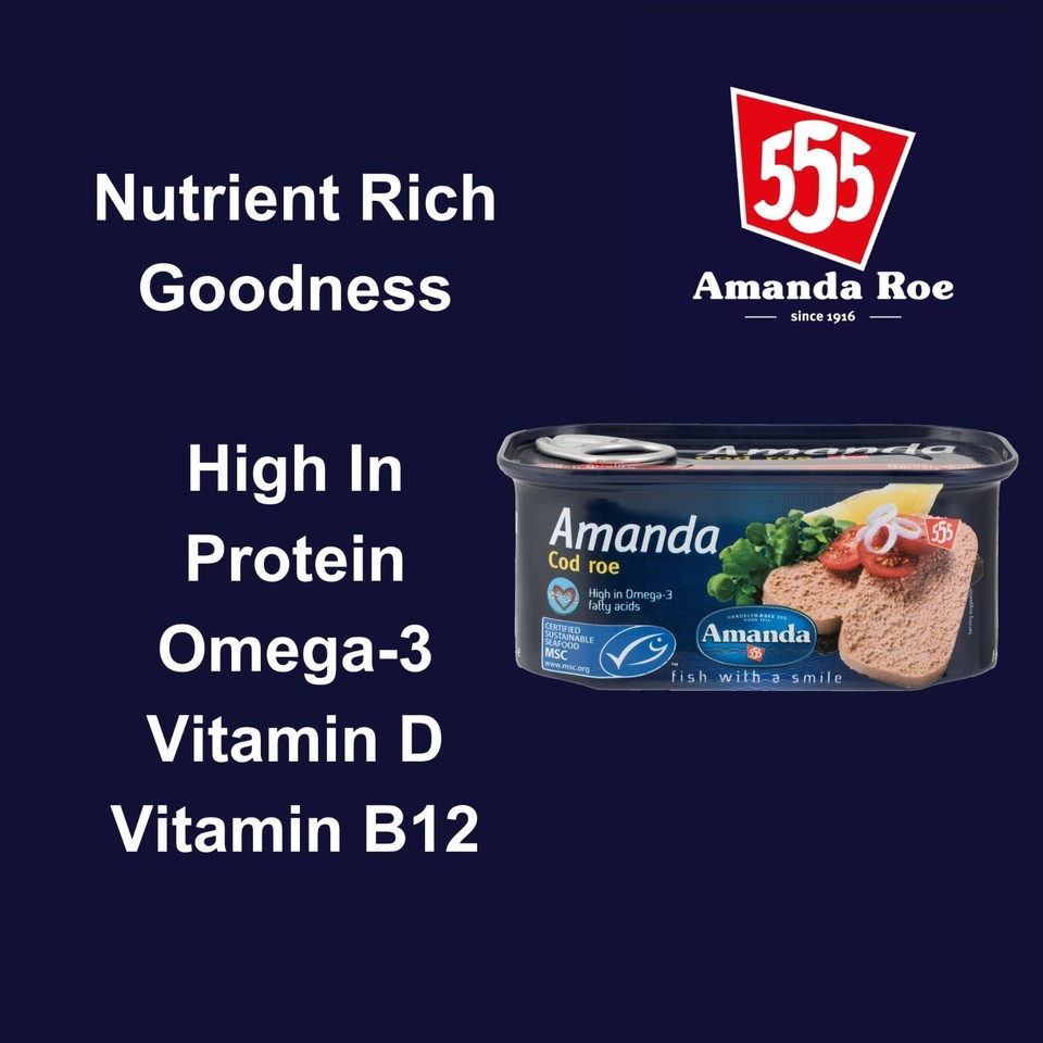 555 Amanda Original Cod Roe – Pressed Seafood, High Protein - 6 x 200g ...