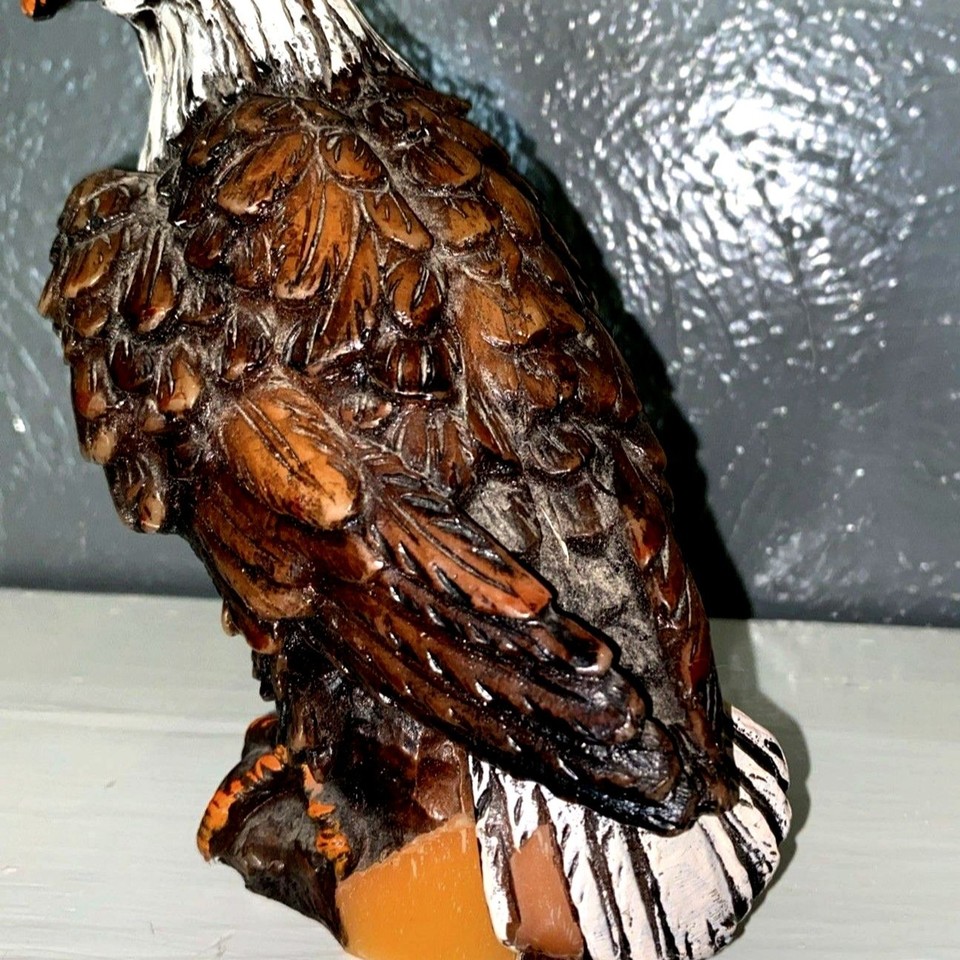 Large Eagle Wax Candle Hand-Carved /Hand-Painted Bald Eagle Bird 7 ...